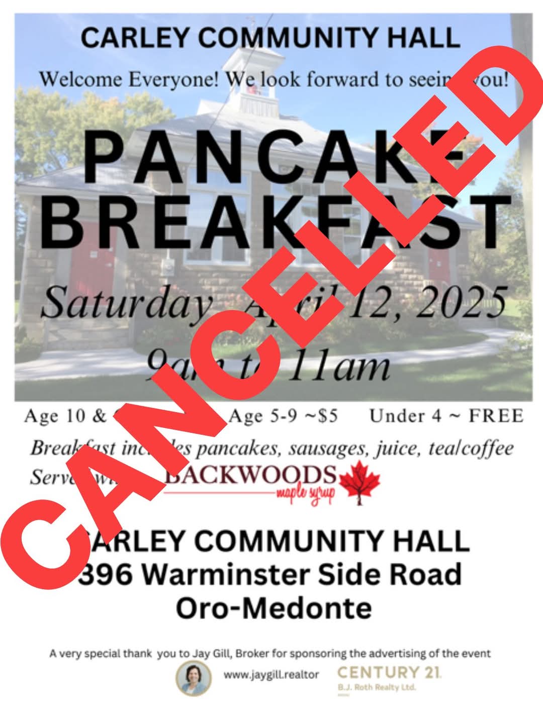 Pancake Breakfast 2025 (Cancelled) | Carley Community Hall